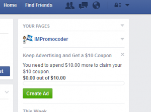 Facebook ads free credit. Newsfeed ad.